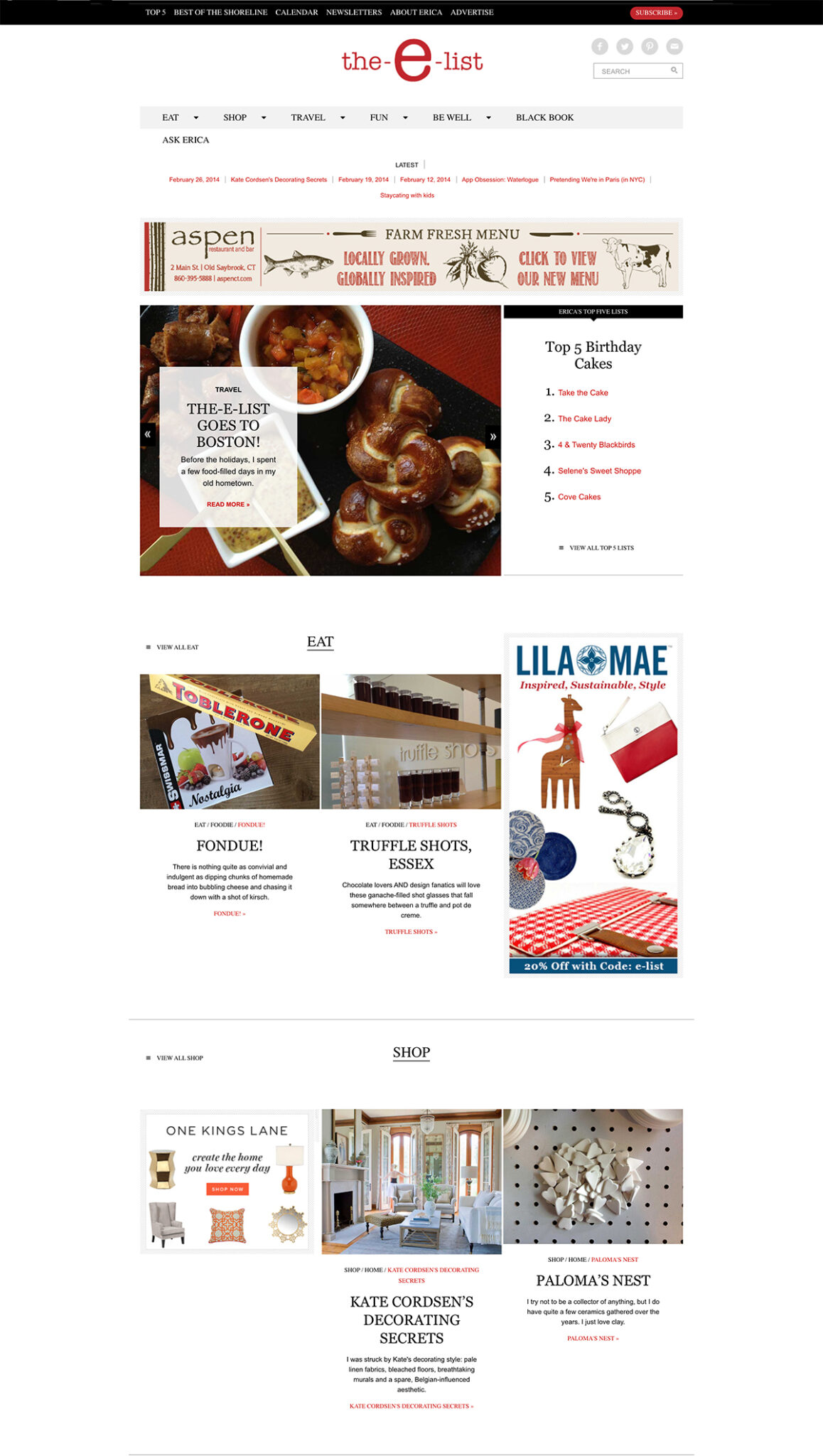 The E List Website | Lifestyle Blog Strategy with AD Space